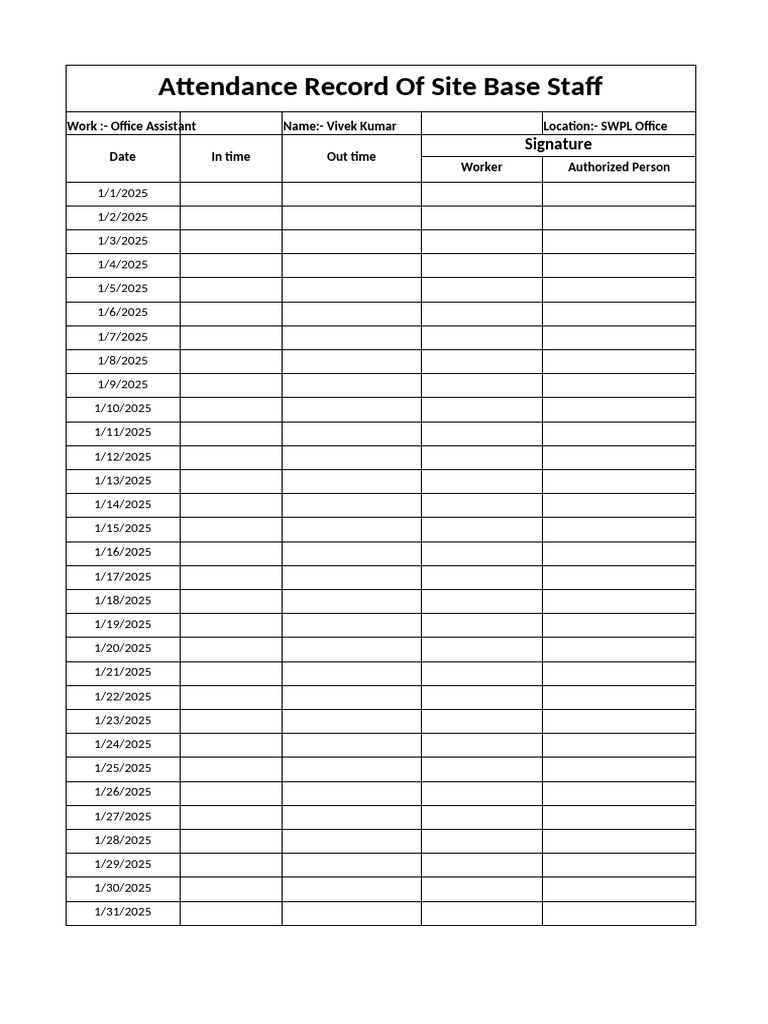 Attendance Format | PDF
