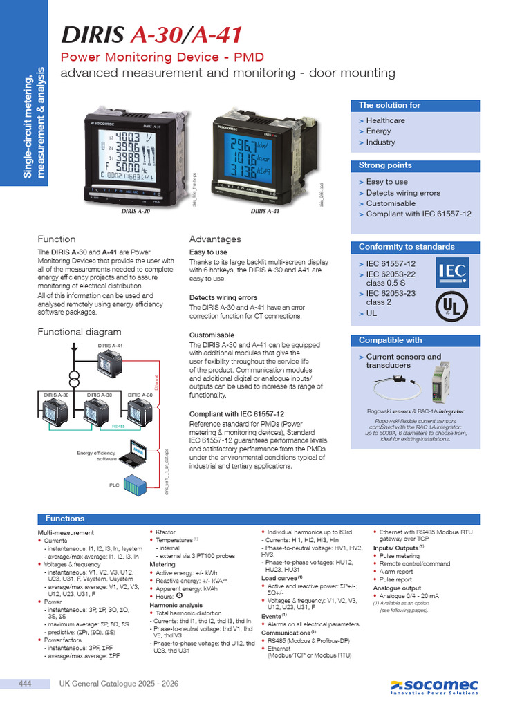 Diris A 30 A 41 Multifunction Measuring Unit PMD Catalogue Pages 2025 ...
