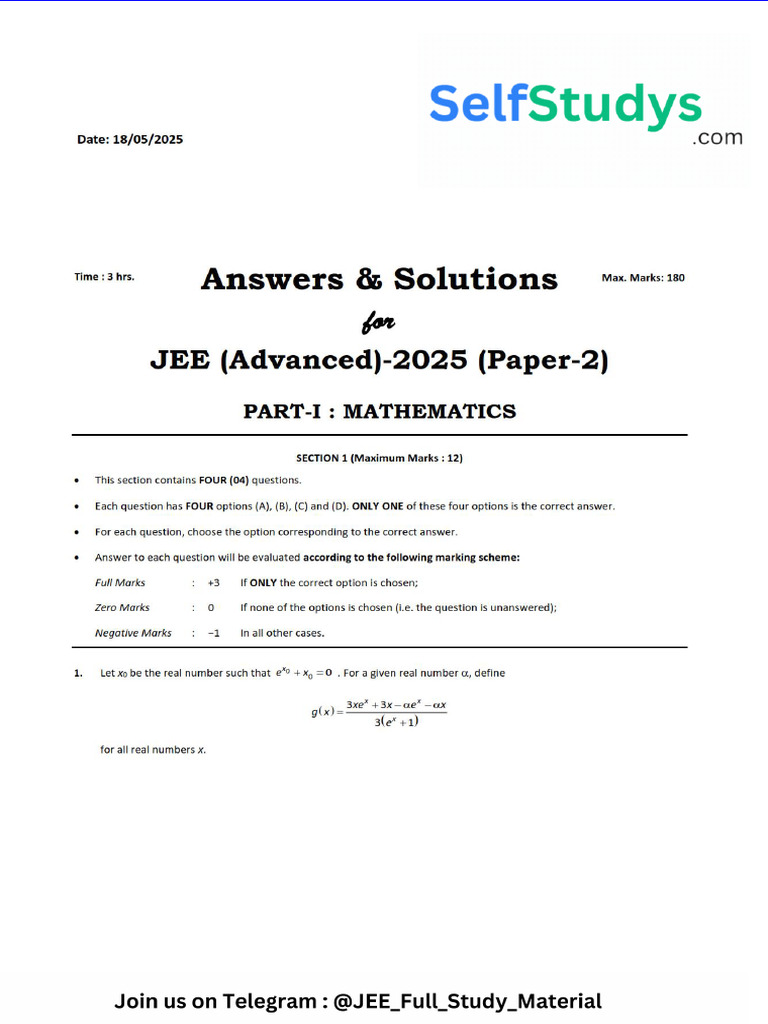 Jee Advanced Answer Key 2025 Paper 2 Pdf