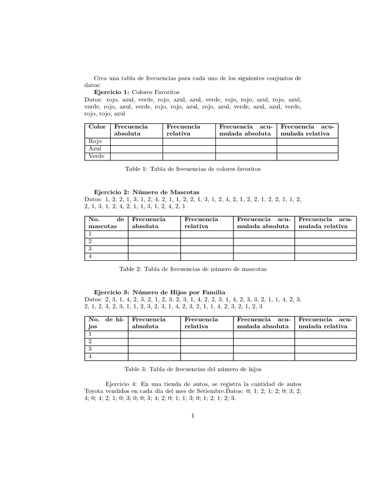 Tarea Tablas de Frecuencias | PDF