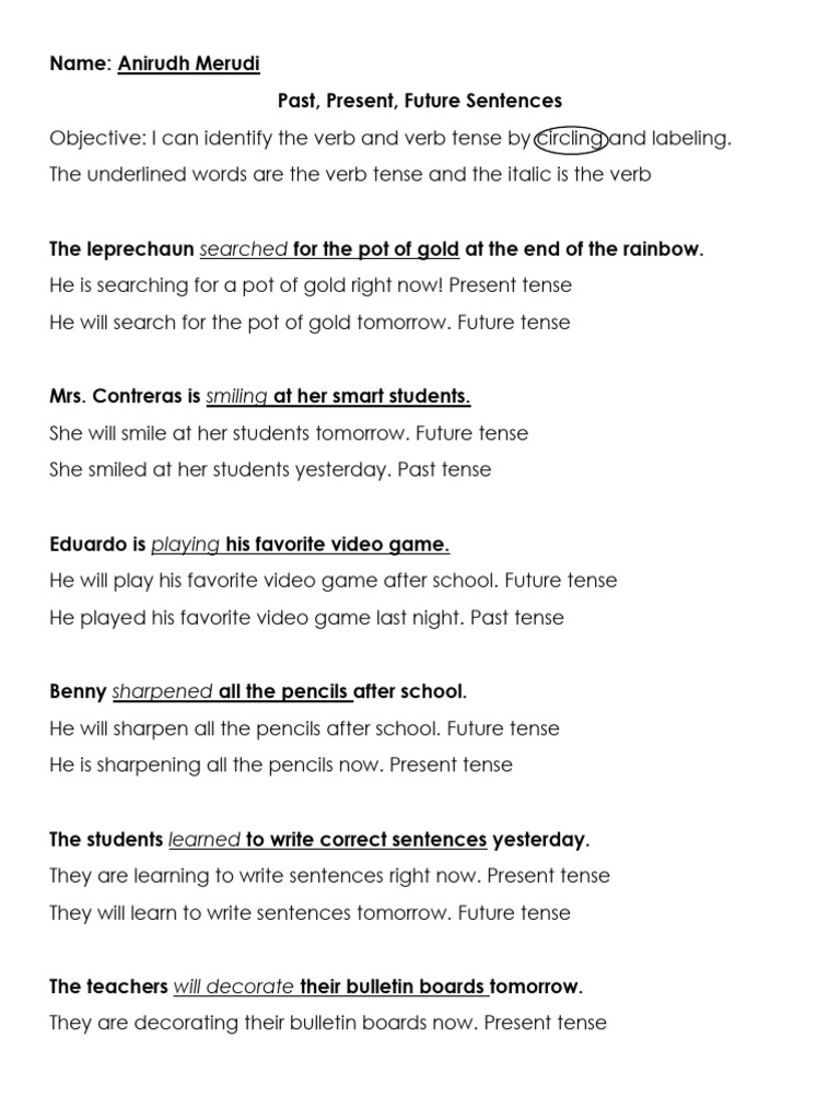 Past-Present-Future-Sentences (Act 1) | PDF