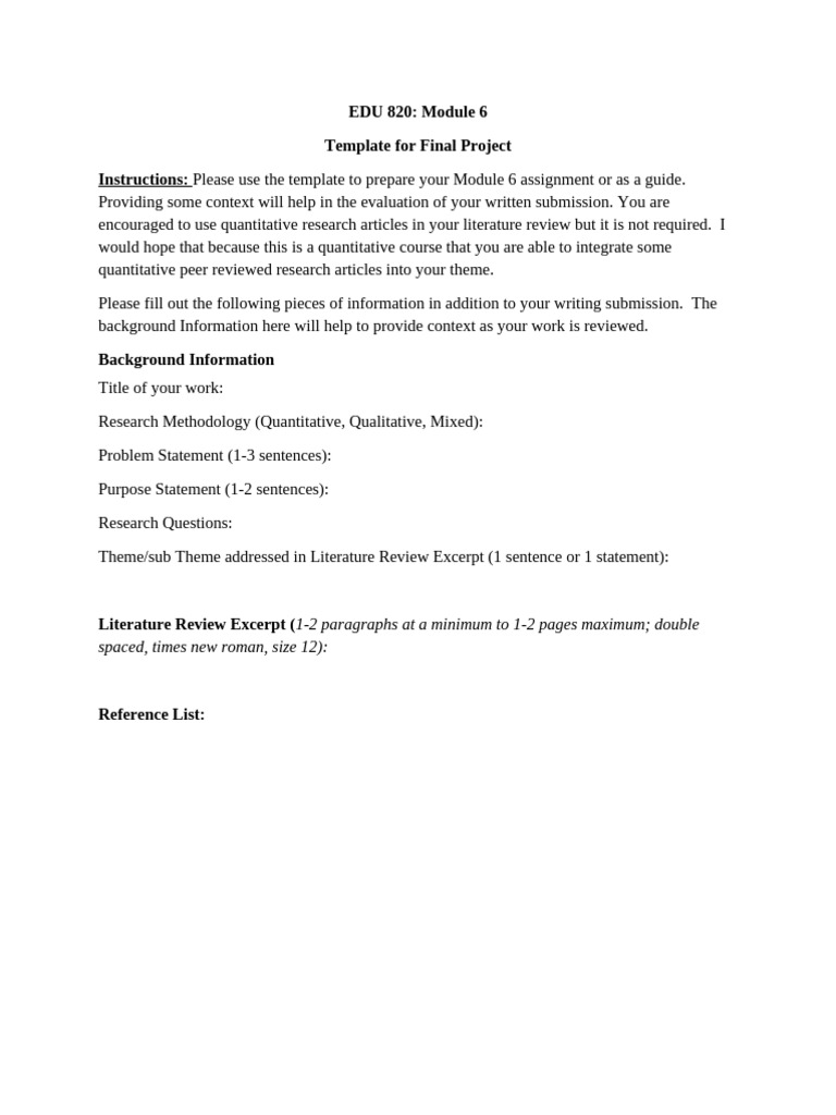 Final Project Template for EDU 820 | PDF