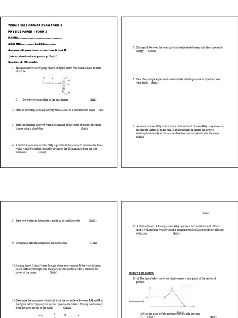 PHYSICS-P1-F3-OPENER-T2-TEACHER - CO - KE 2 by 2 | PDF | Force | Mass