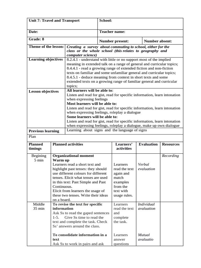 73 Creating A Survey About Commuting To School | PDF | Linguistics ...