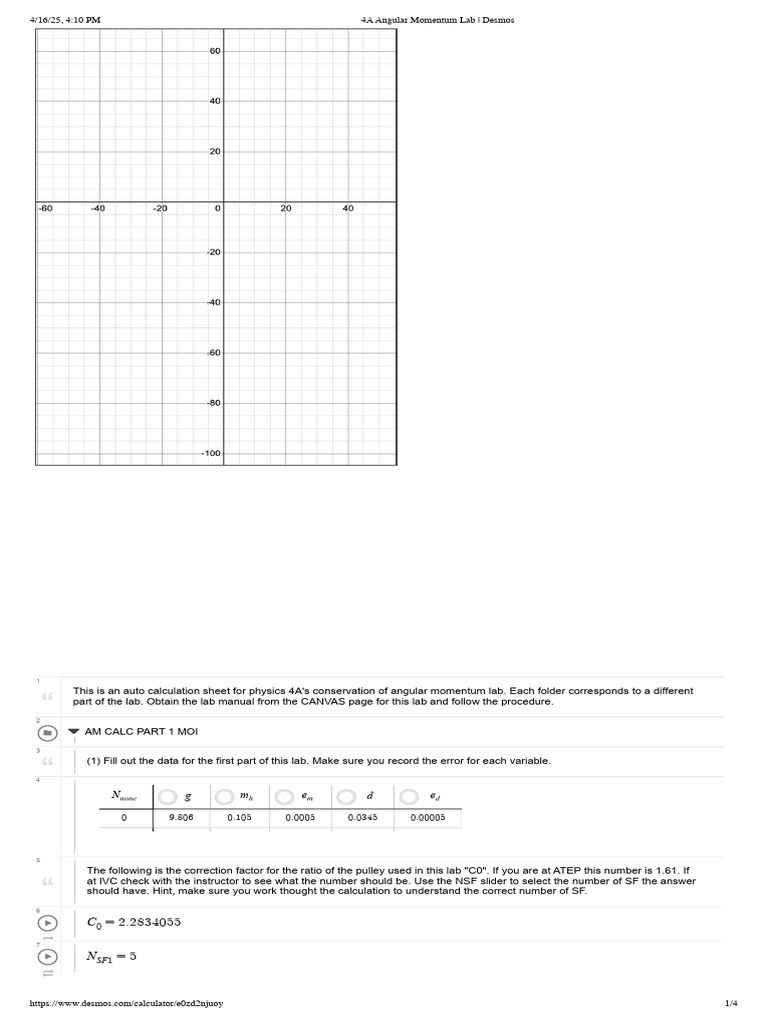 4A Angular Momentum Lab - Desmos | PDF | Physical Quantities | Mechanics