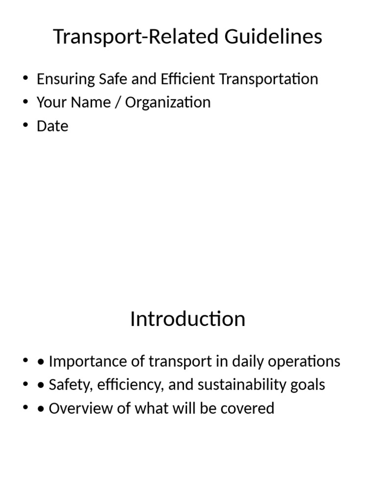 Comprehensive Transport Safety Guidelines | PDF