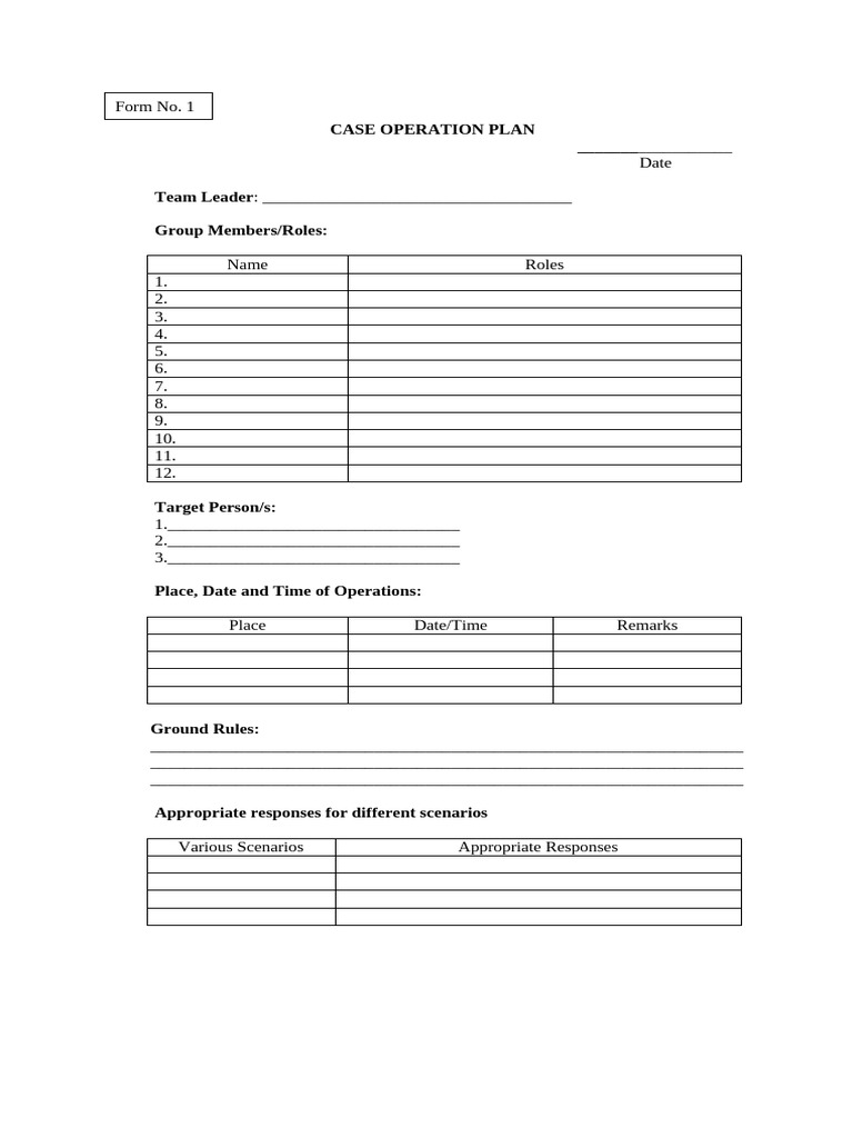 1 Case Operation Plan (2 Pages) | PDF