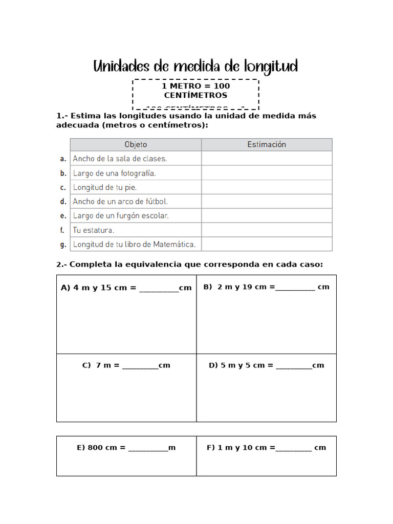 Guía Conversión Longitudes | PDF
