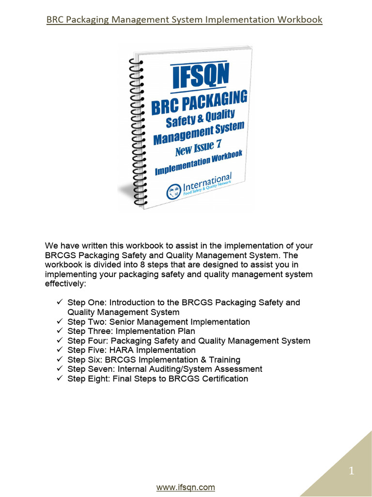 BRCGS Packaging Implementation Workbook Issue 7 Sample | PDF | Hazard ...