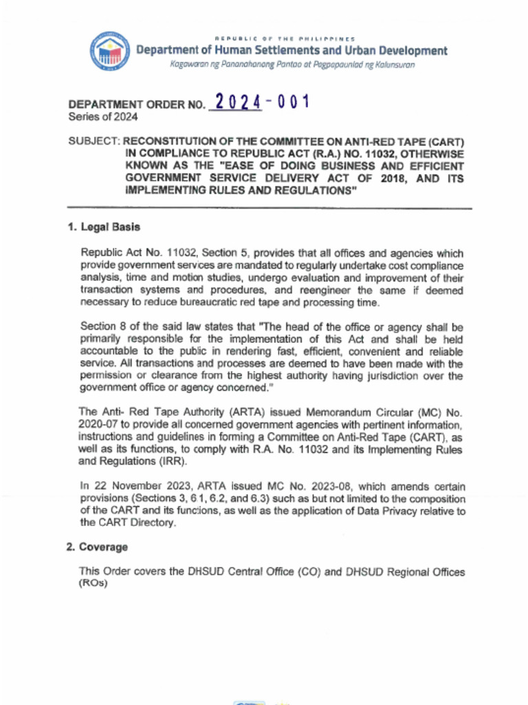 Department Order No. 2024-001 | PDF