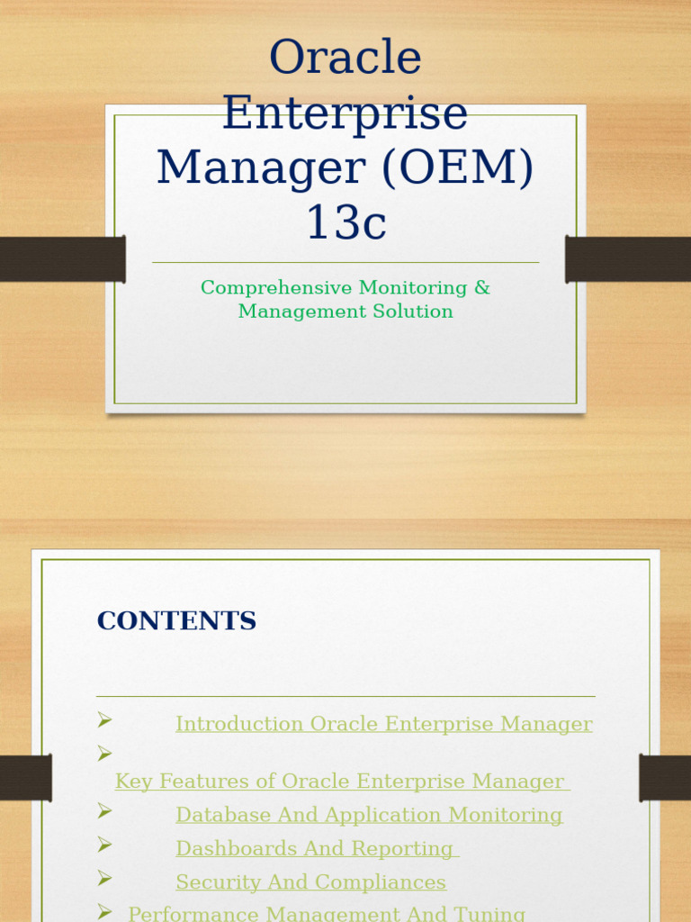 OEM 13c: Advanced Reporting Features | PDF