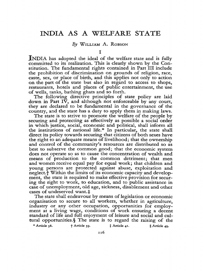 Political Quarterly - April 1954 - Robson - InDIA As A WELFARE STATE ...