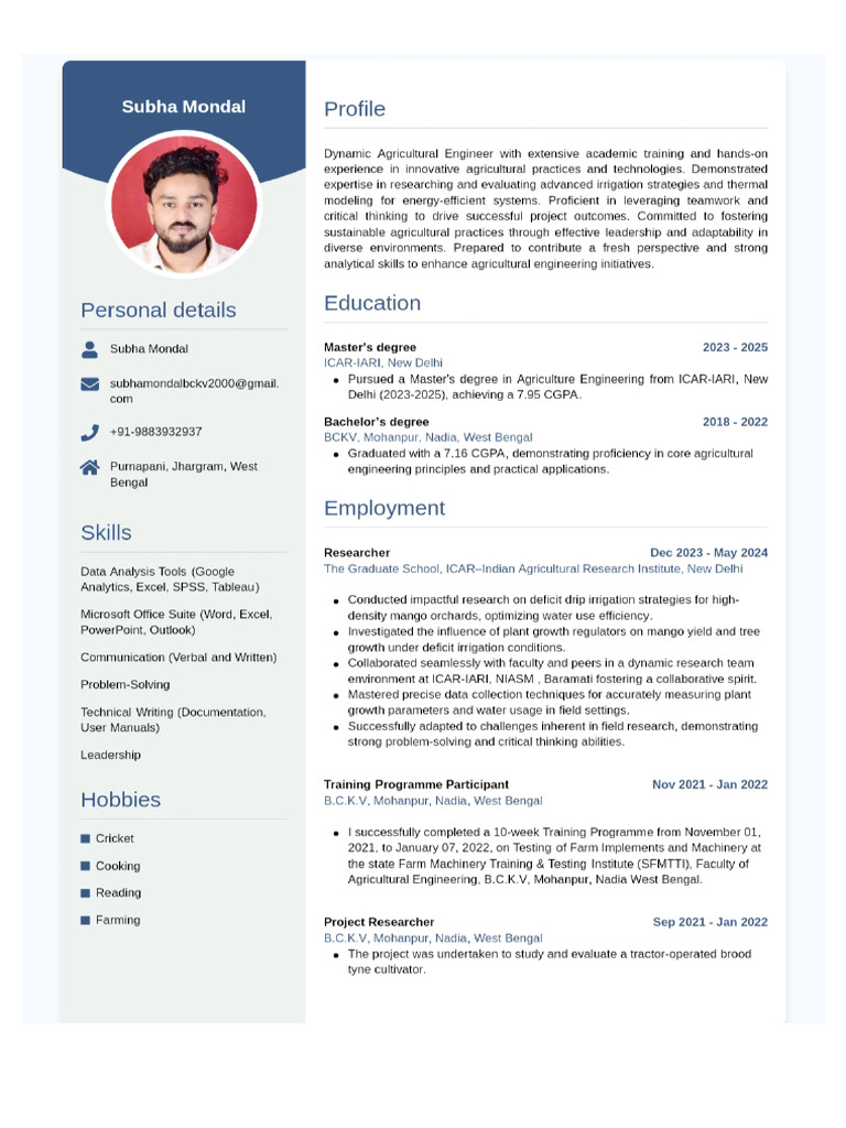 Subha Mondal Resume | PDF
