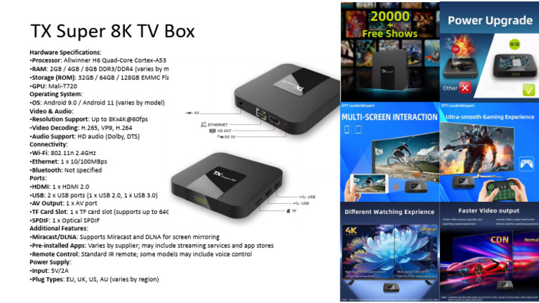 TX Super 8K TV Box Specifications | PDF