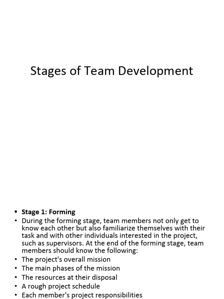 Stages of Team Development | PDF | Leadership | Mind