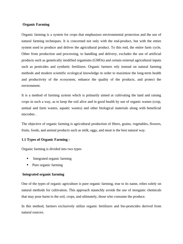 Benefits and Methods of Organic Farming | PDF | Organic Farming ...
