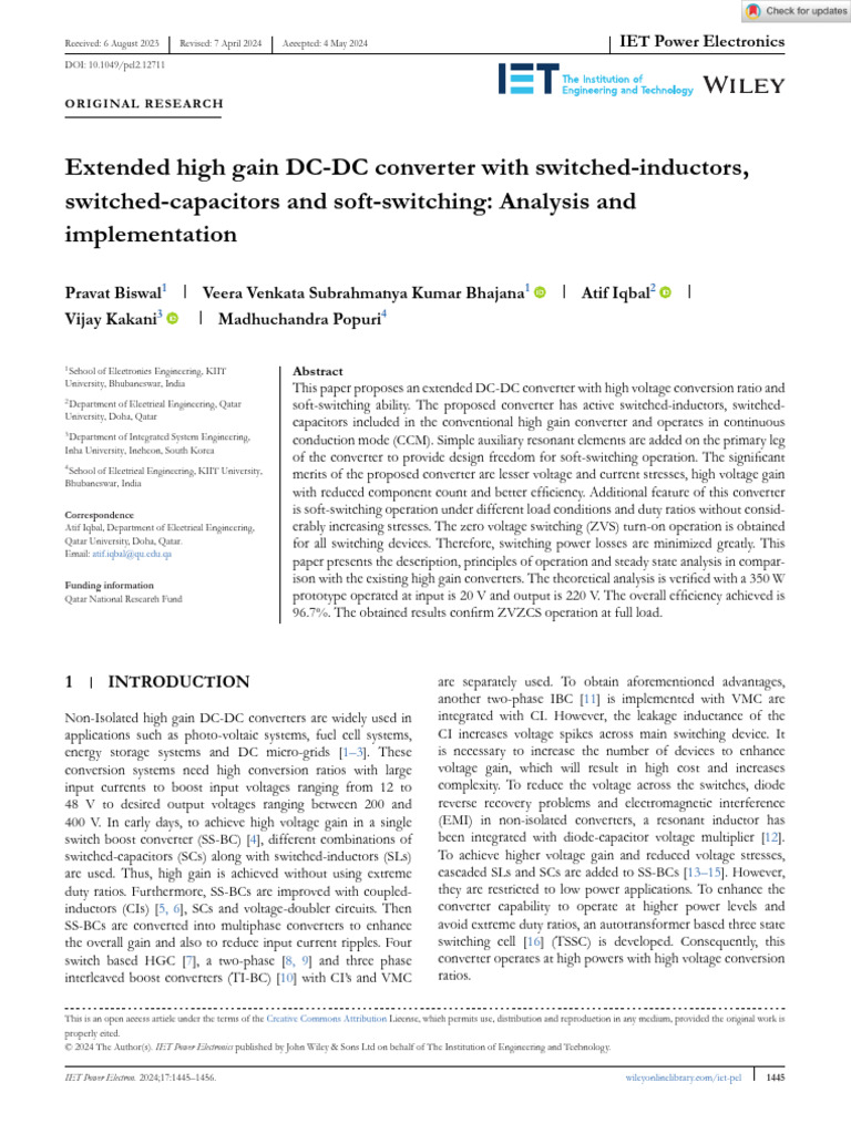 IET Power Electronics - 2024 - Biswal - Extended High Gain DC DC ...