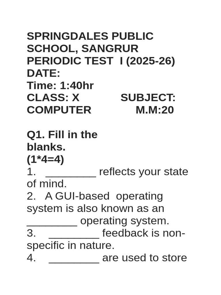10th Computer Exam | PDF