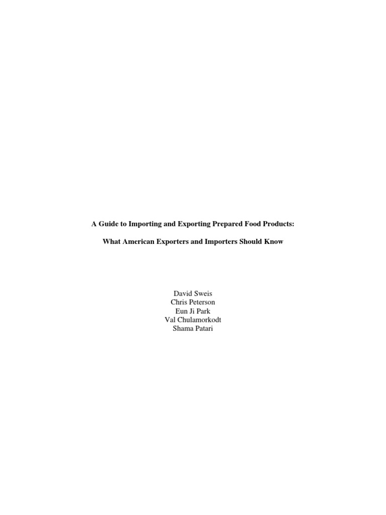 Importing & Exporting Prepared Foods Guide | PDF | Federal Food | Food ...