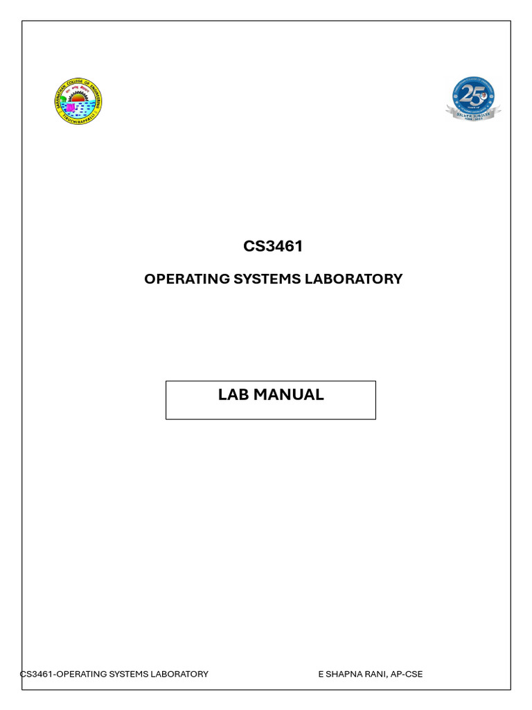CS3461 OS Labmanual | PDF | Windows 10 | Operating System