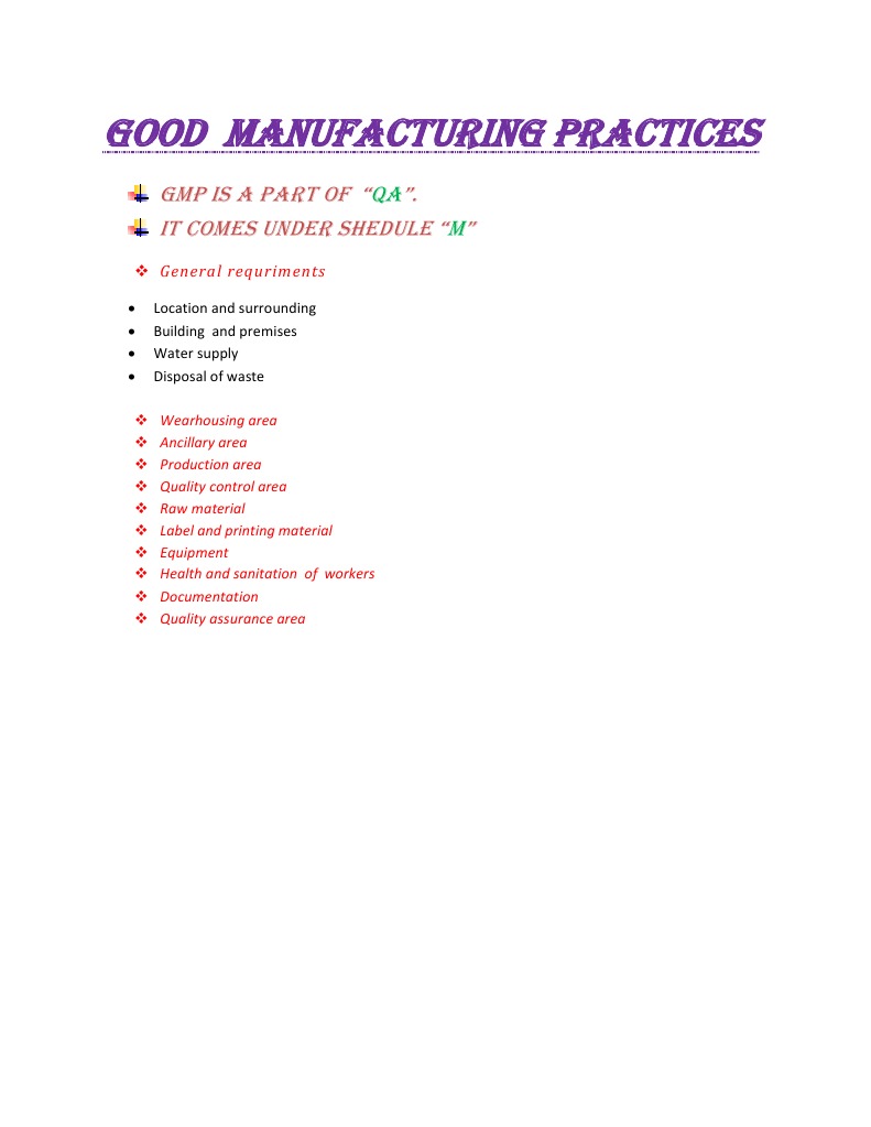 Good Manufacturing Practices | PDF | Production And Manufacturing ...