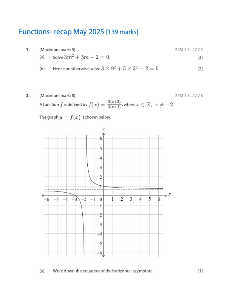 Functions - Recap May 2025-2 | PDF | Function (Mathematics) | Asymptote