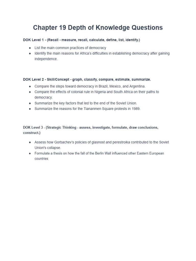 Chapter 19 Depth of Knowledge Questions | PDF