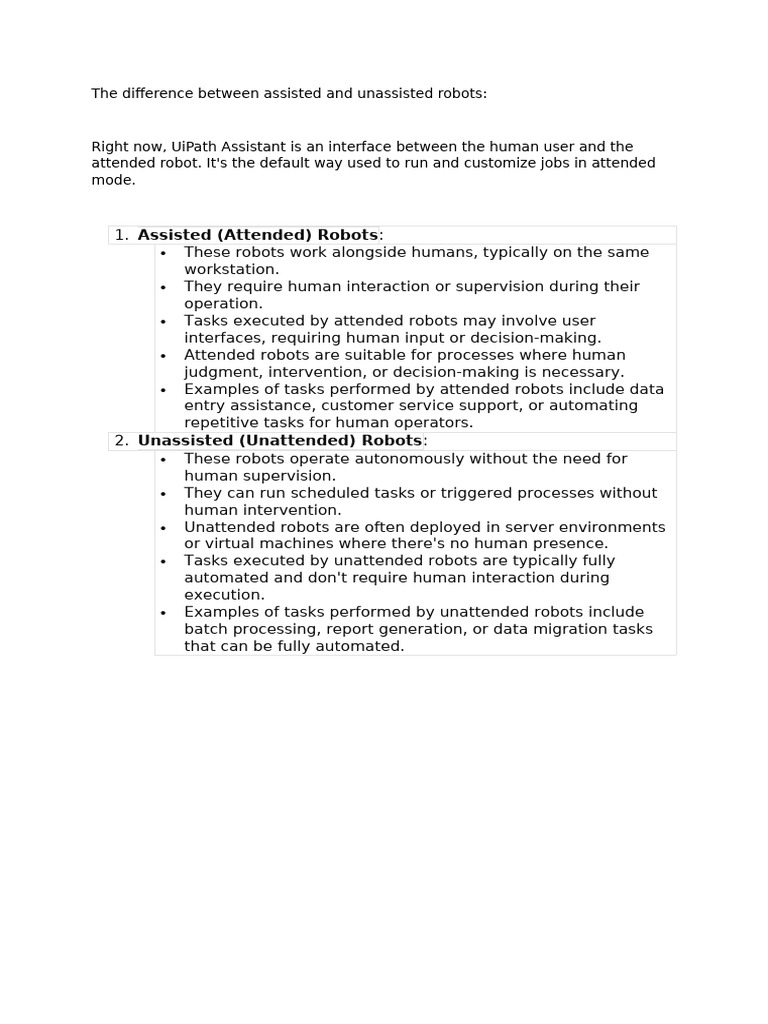 Unattended Robots vs Attended Robots | PDF