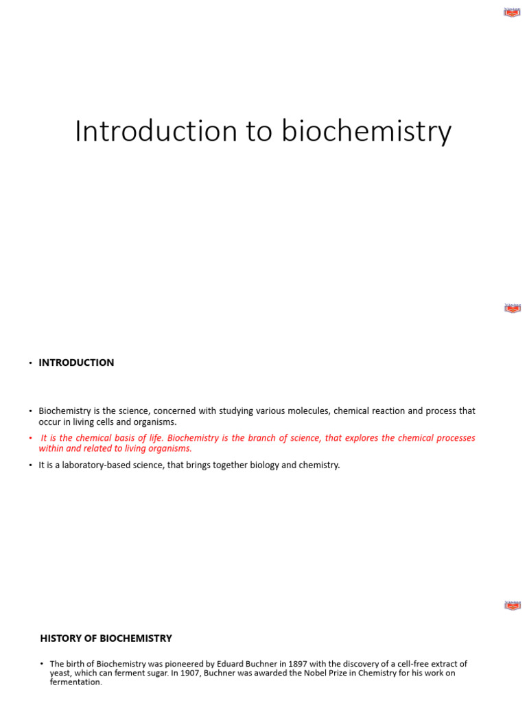 BIOCHEMISTRY-Introduction-to-biochemistry | PDF | Biochemistry | Chemistry