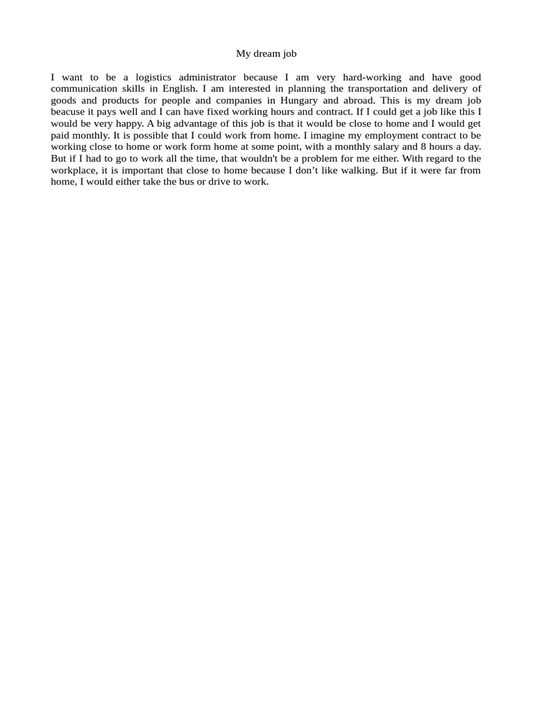 My Dream Job | PDF