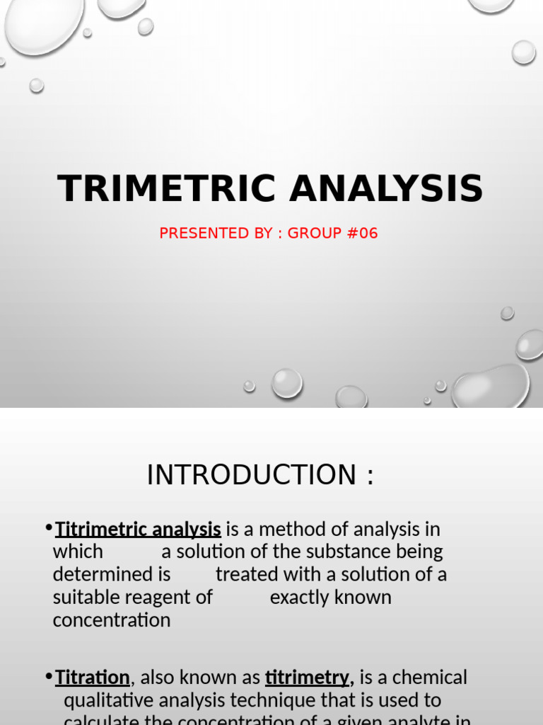 Titration Analysis Presentation | PDF | Titration | Chemistry