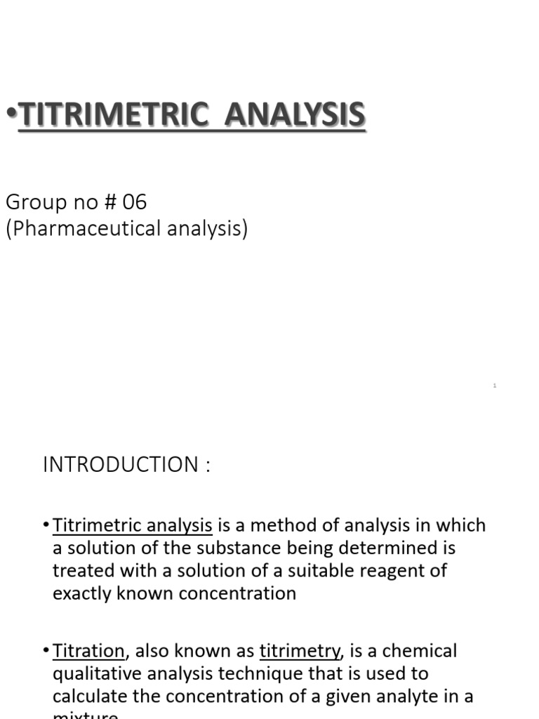 Titration Analysis Presentation | PDF | Titration | Chemistry