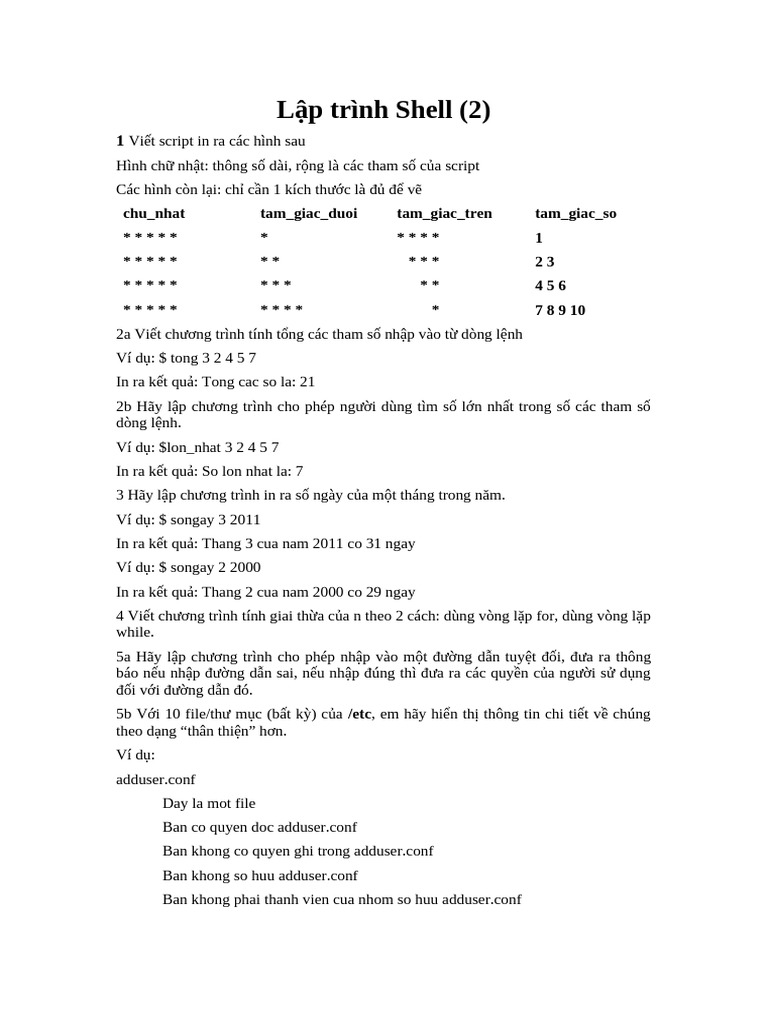 Bài 6 (b) Lập trình Shell | PDF