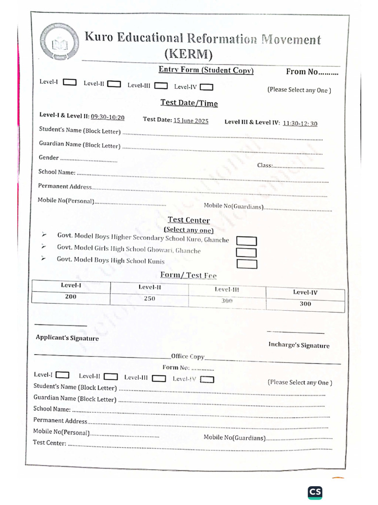 Quiz Entry Form | PDF