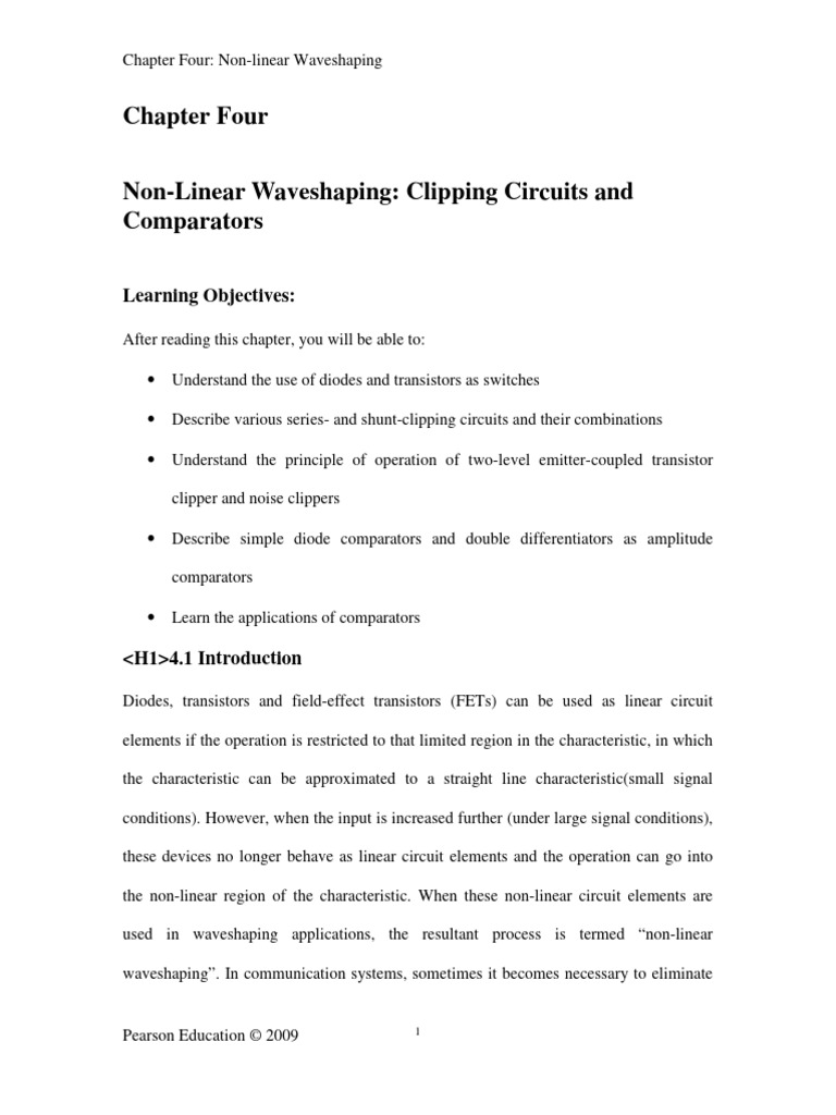 Non Linear Wave Shaping - Clipping Circuits | PDF | Diode | Amplifier