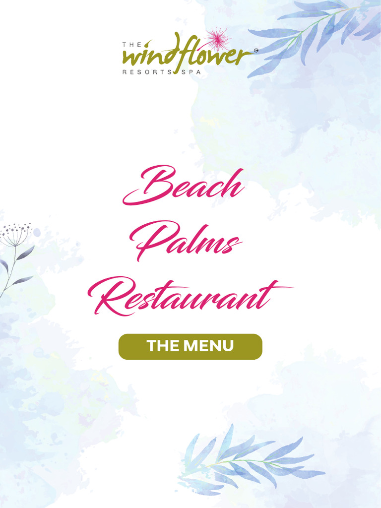 Beach Palms Restaurant Menu Overview | PDF | Curry | Hamburgers