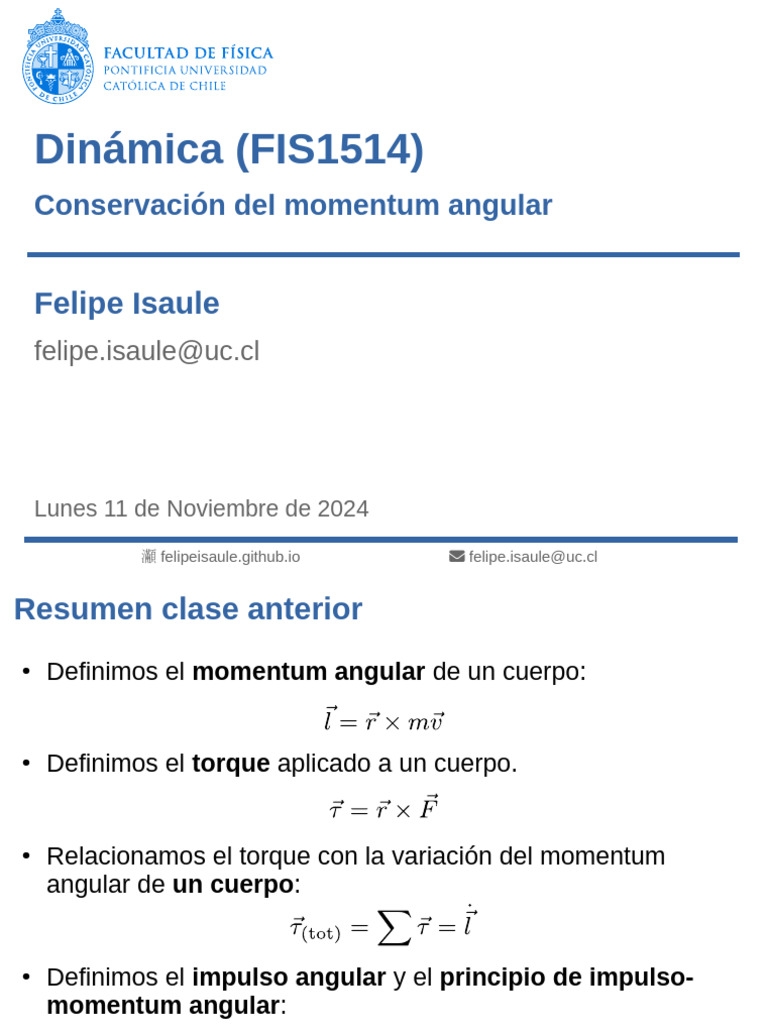 Clase 27 | PDF | Momento angular | Impulso