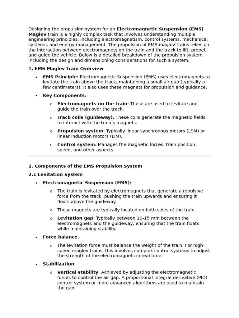 Designing The Propulsion System For An Electromagnetic Suspension | PDF ...