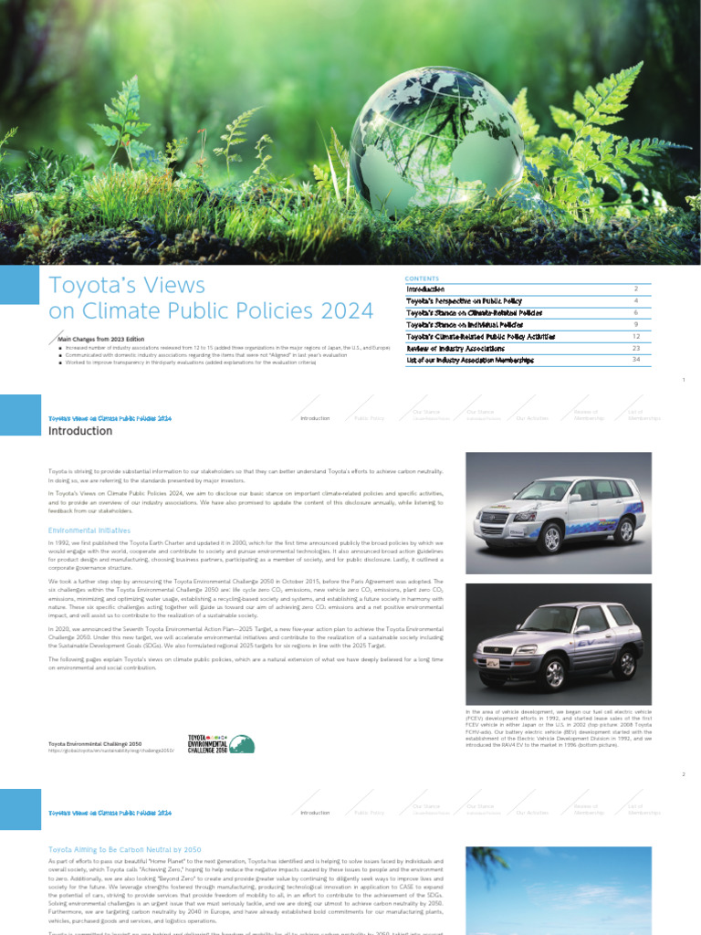 Toyota's Climate Policy Overview 2024 | PDF | Climate Change Mitigation ...