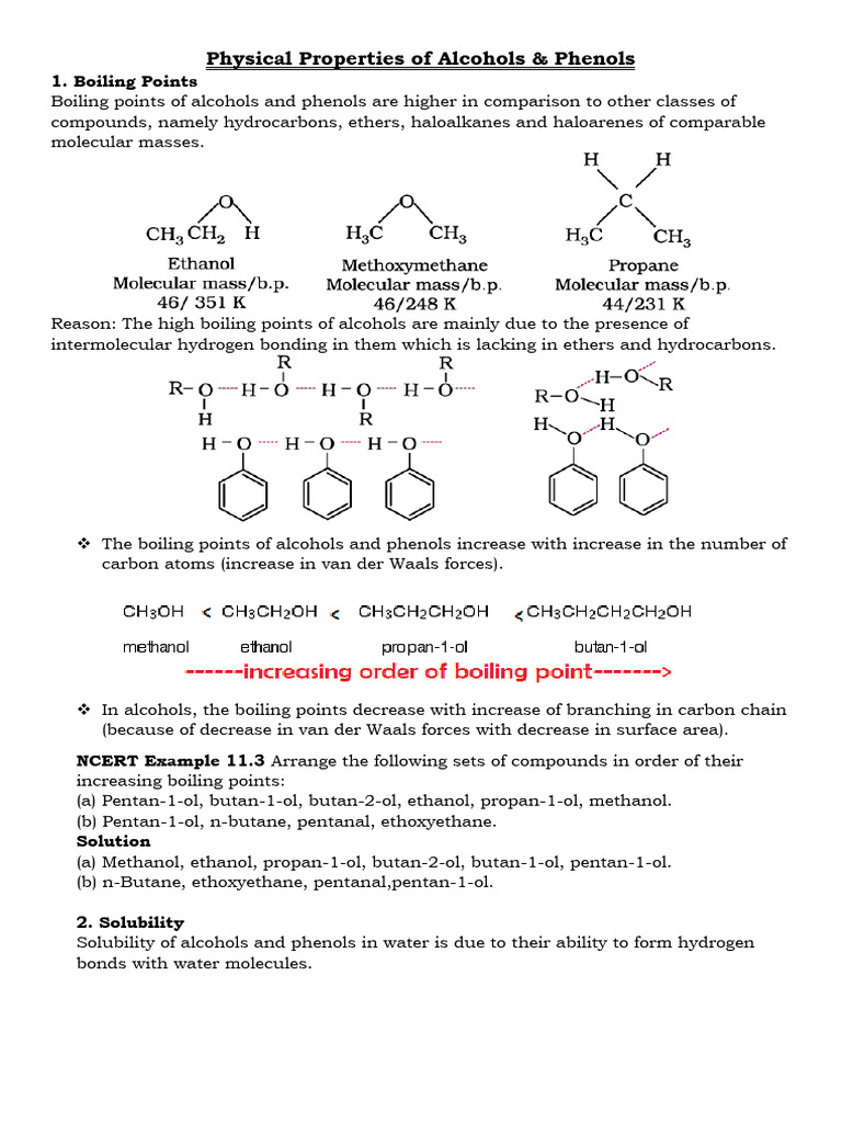 Physical Properties of Ethanol and Alcohols | PDF | Ethanol | Methanol