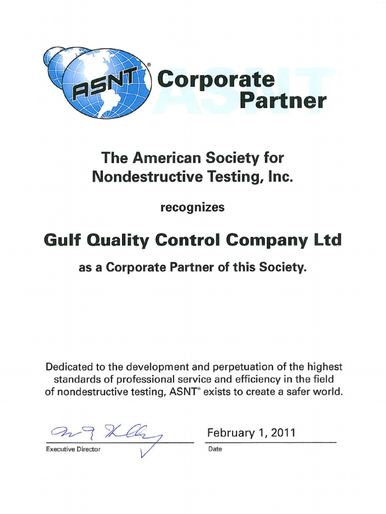 ASNT Certificate-Gulf Quality Control Company LTD | PDF