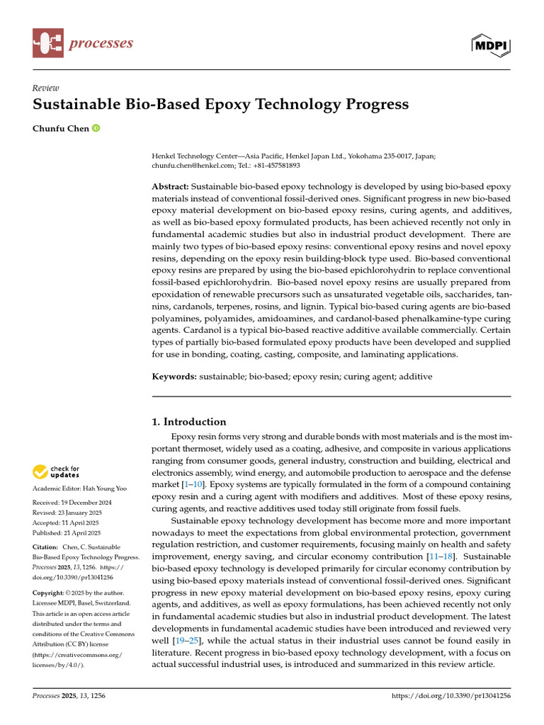 Sustainable Bio-Based Epoxy Technology Progress | PDF | Epoxy | Resin