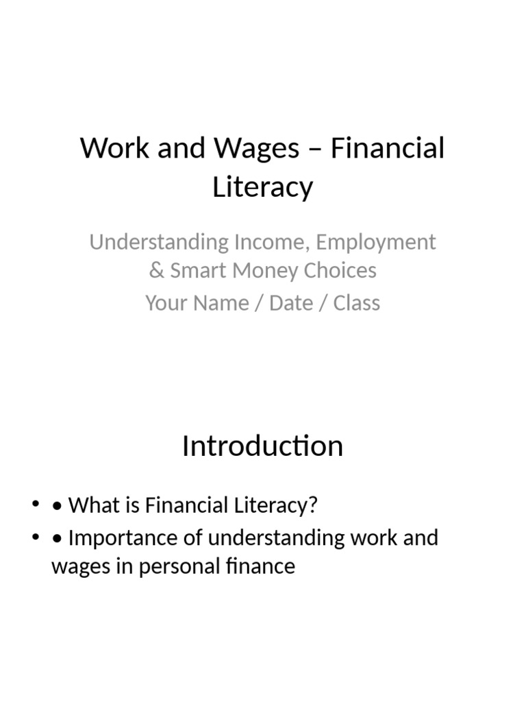 Financial Literacy: Work and Wages Guide | PDF