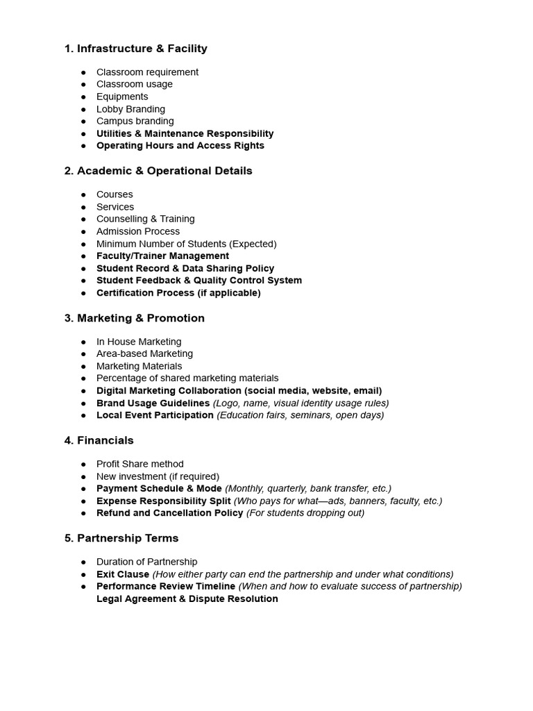 Partnership Bullet Points | PDF