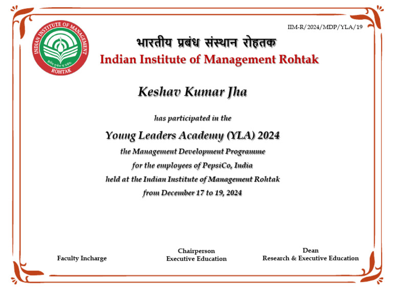 Keshav Kumar Jha Certificate | PDF