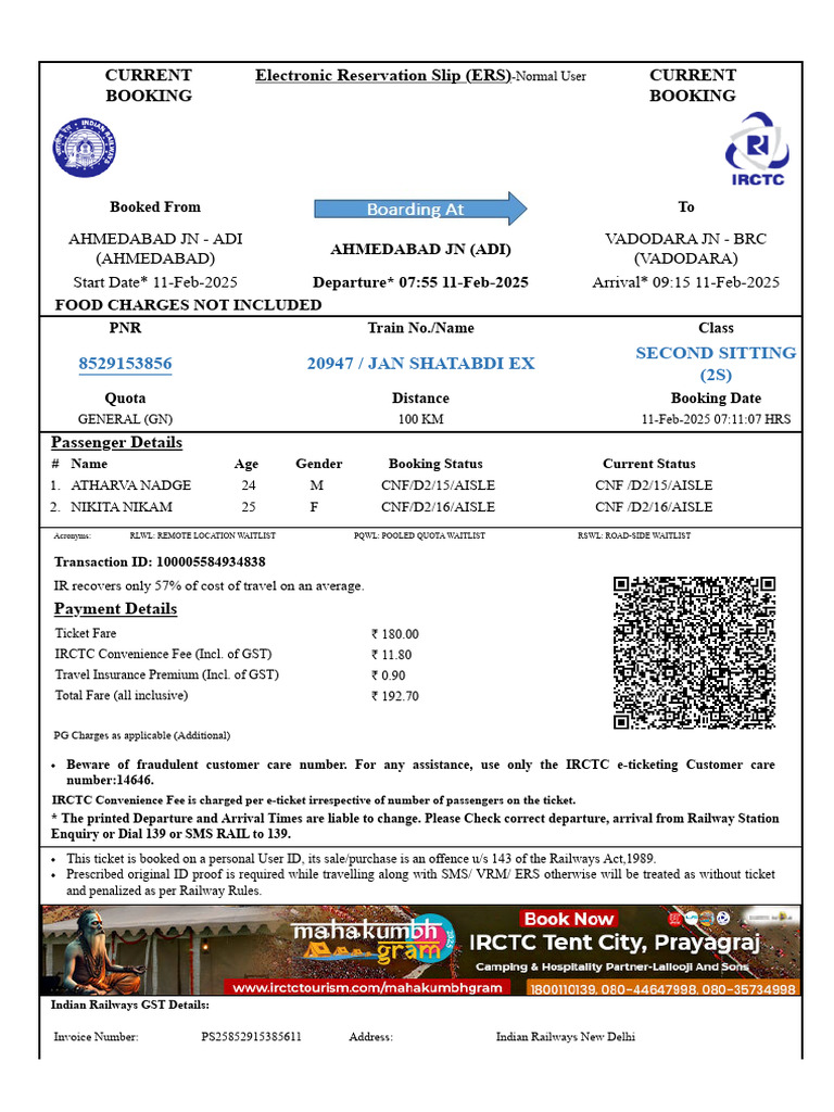 Https :WWW - Irctc.co - in:Nget:Print Ticket | PDF | Identity Document ...