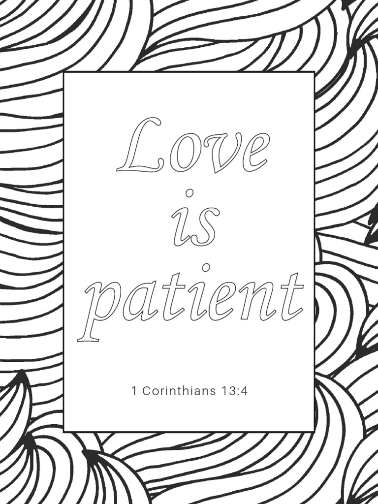 Coloring Page 1 Corinthians 13 4 | PDF