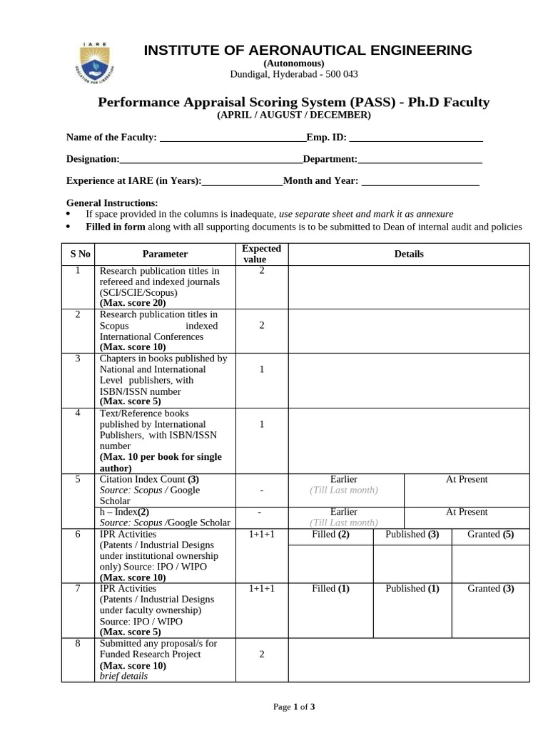 Performance Appraisal Scoring System PHD | PDF | Academia | Scholarly ...