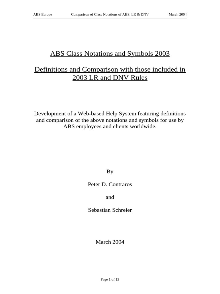 Report - ABS Class Notations and Symbols 2003 Complete | PDF ...