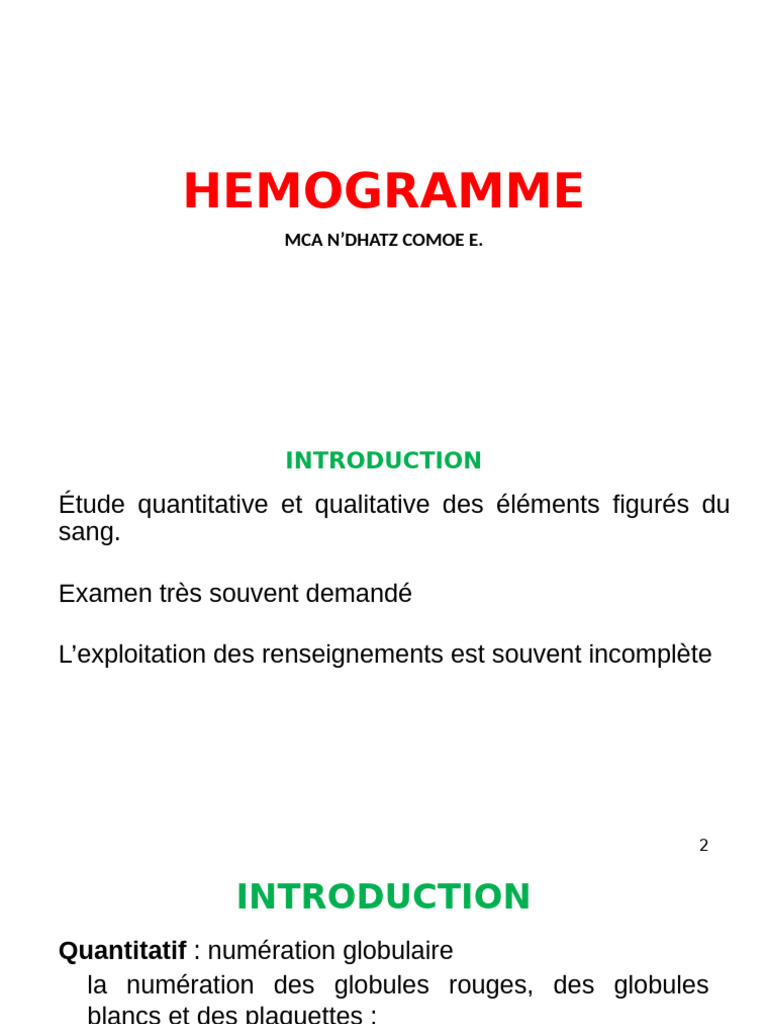 HEMOGRAMME L3 | PDF | Anatomie | Sang